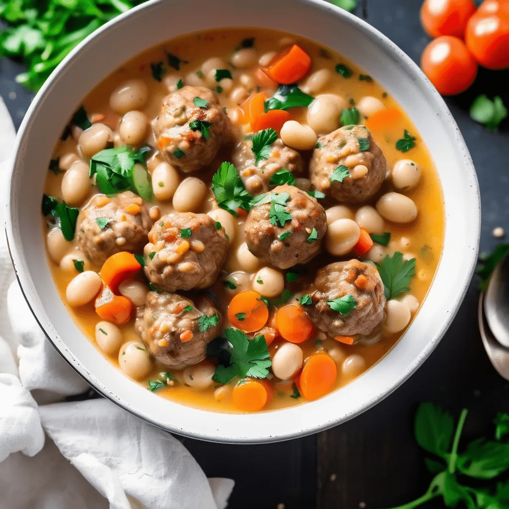 White Bean Soup With Meatballs - MarketGrow.com