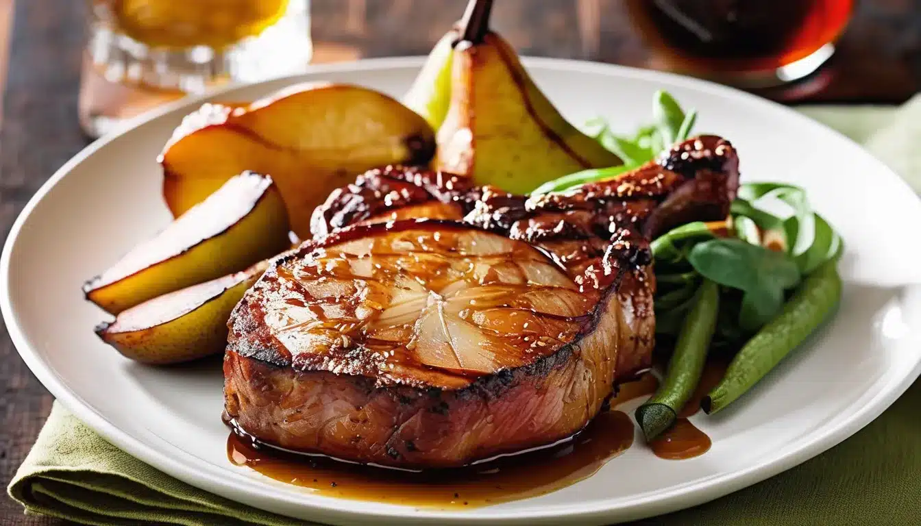 Glazed Smoked Chops With Pears - MarketGrow.com