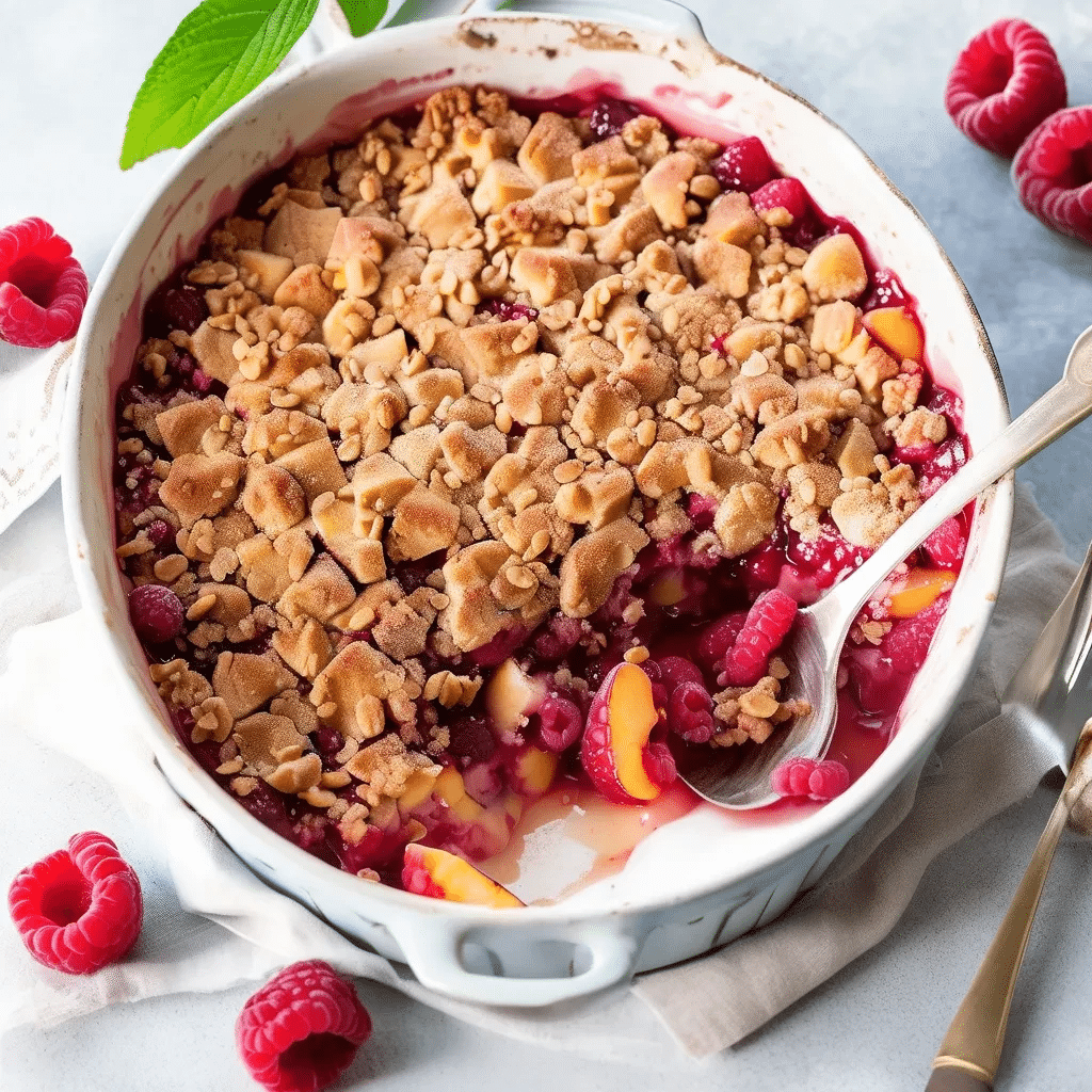 Peach And Raspberry Crumble - MarketGrow.com