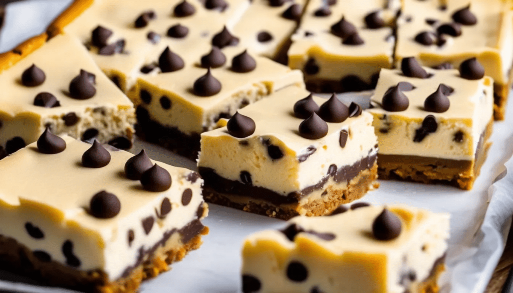 Chocolate Chip Cookie Dough Cheesecake Bars - MarketGrow.com