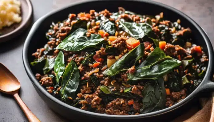 Kenyan Braised Collard Greens And Ground Beef - MarketGrow.com