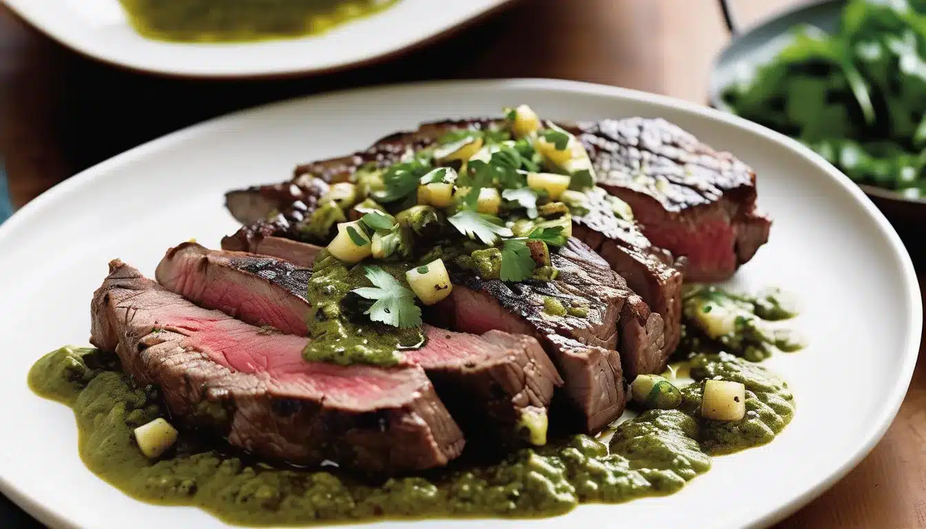 Party Steak With Grilled Scallion Salsa Verde - MarketGrow.com